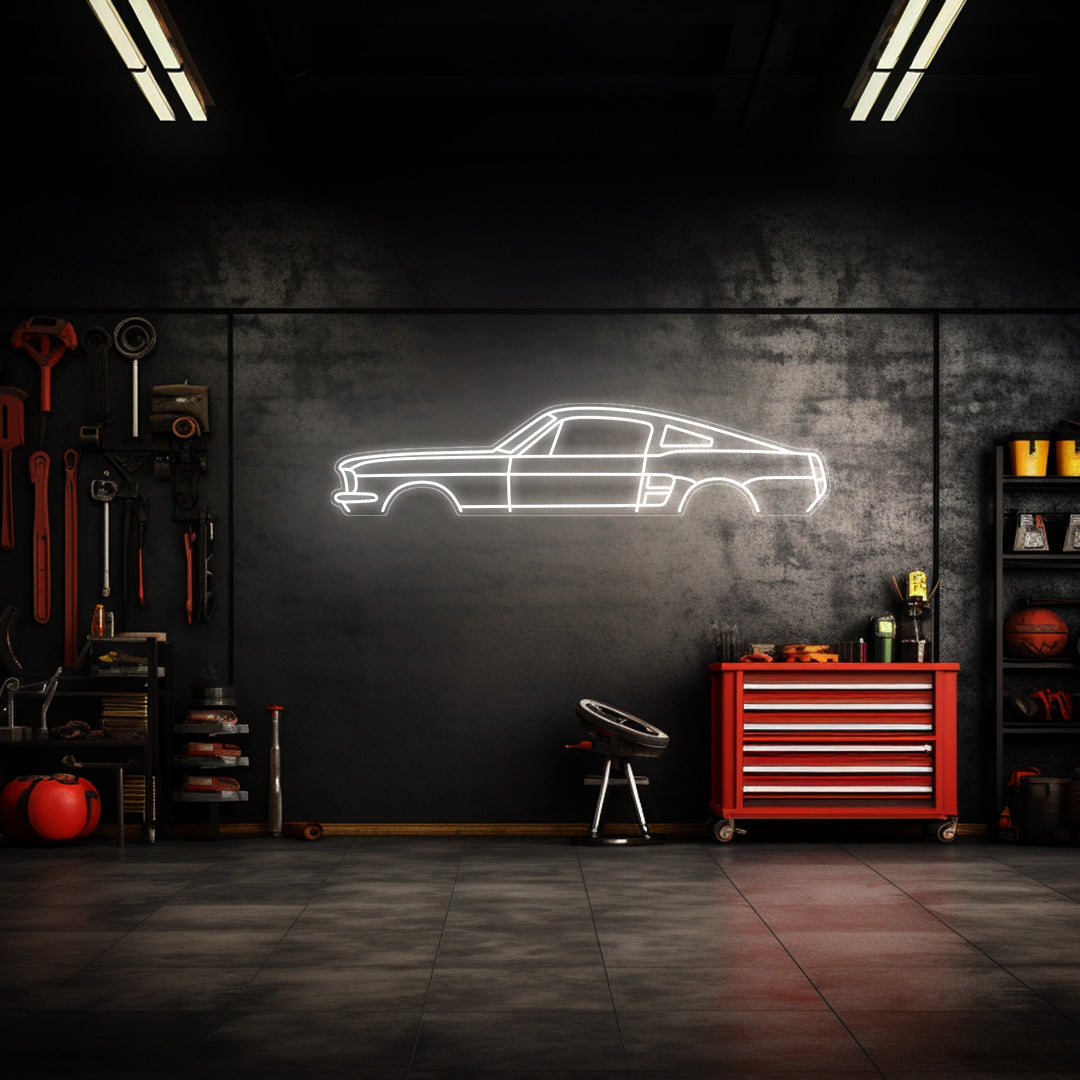 Mustang Fastback 1967 Neon Silhouette – Garage d'Art